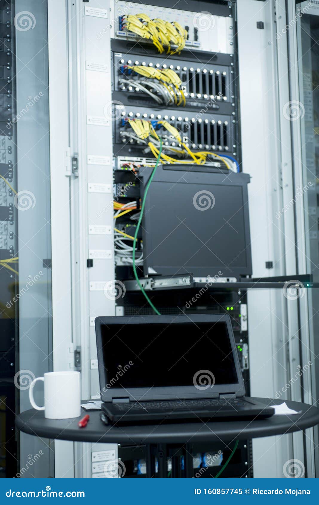 Laptop Connected To Telecommunication Server Stock Image - Image of ...