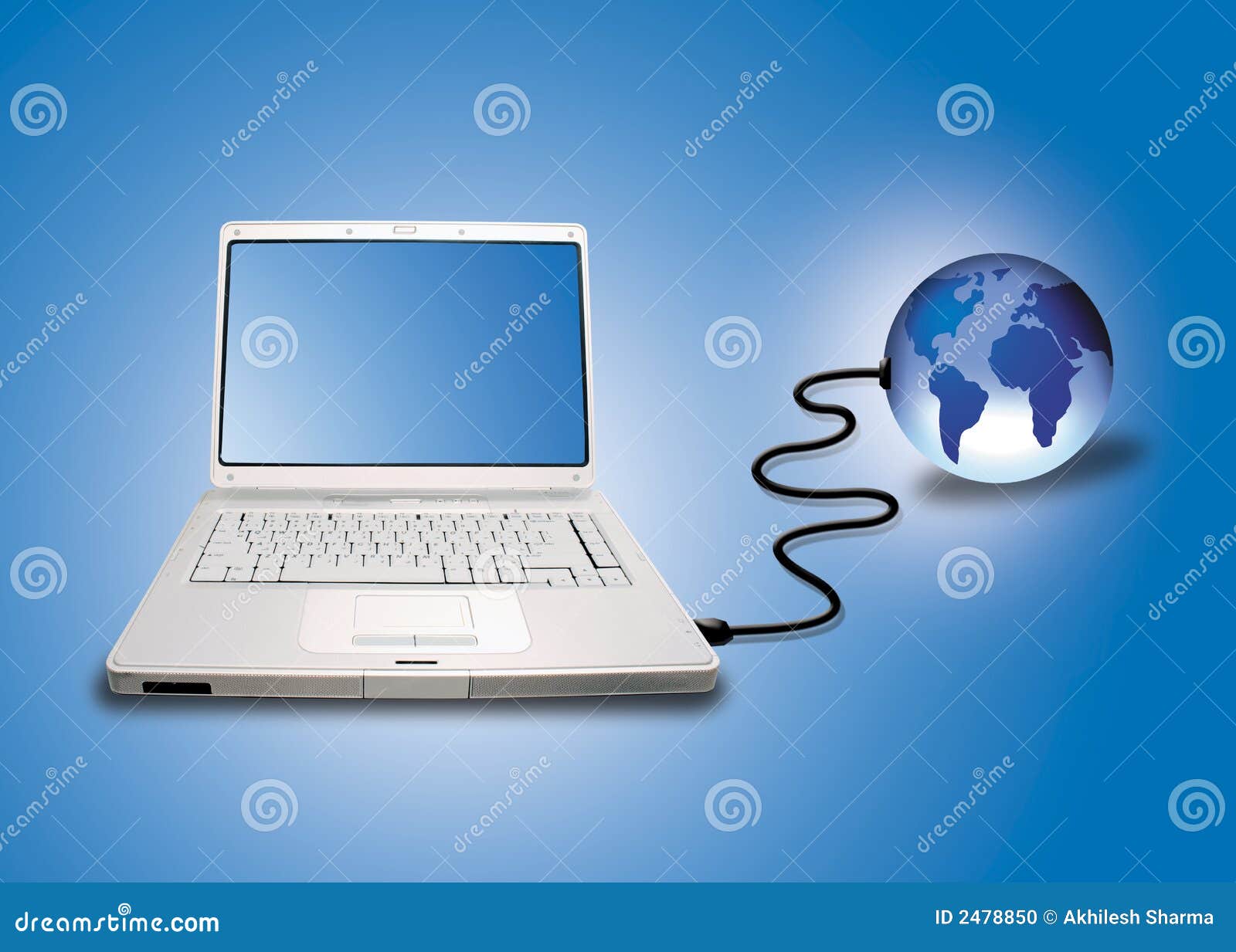 Laptop connected to world stock photo. Image of wide, concept - 2478850