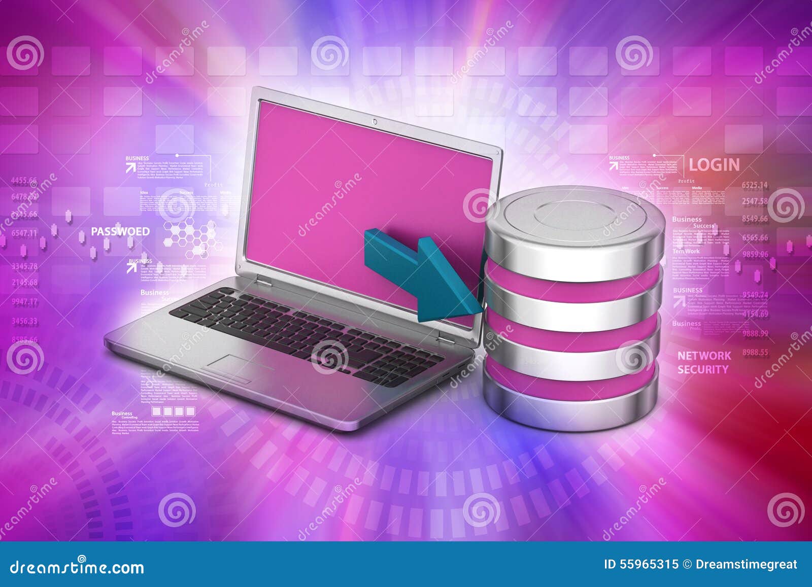 Laptop Connecting To Server Stock Illustration - Illustration of circle ...