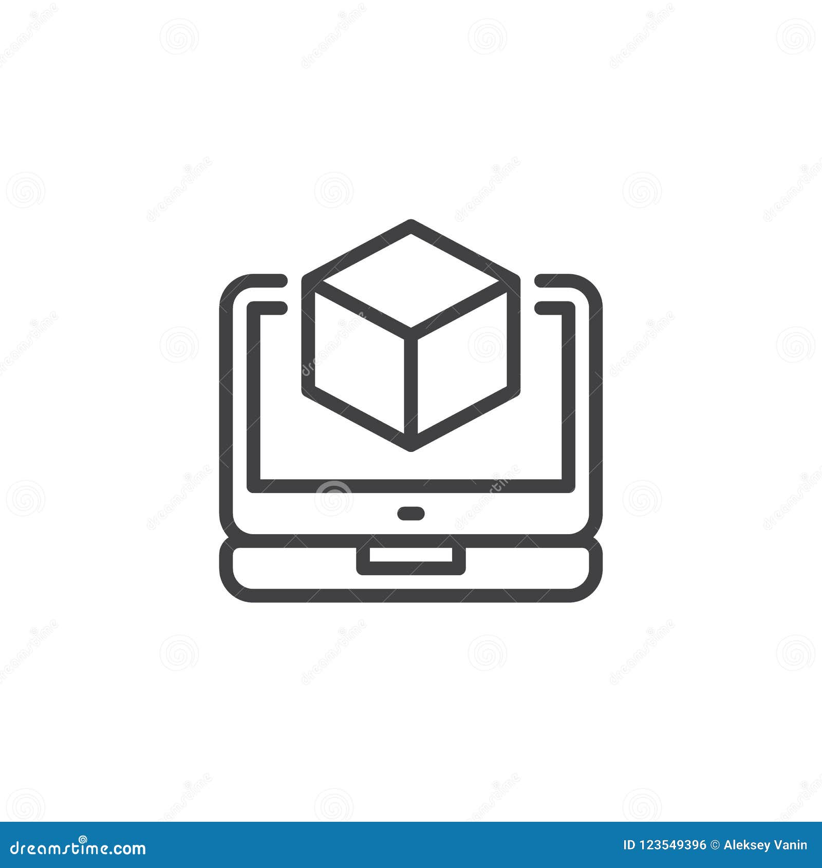 Laptop with Construction Project Outline Icon Stock Vector ...