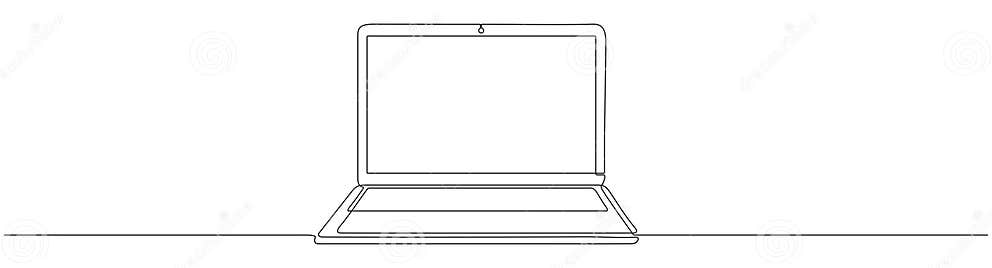 Laptop Continuous Line Drawing. Stock Vector - Illustration of internet ...