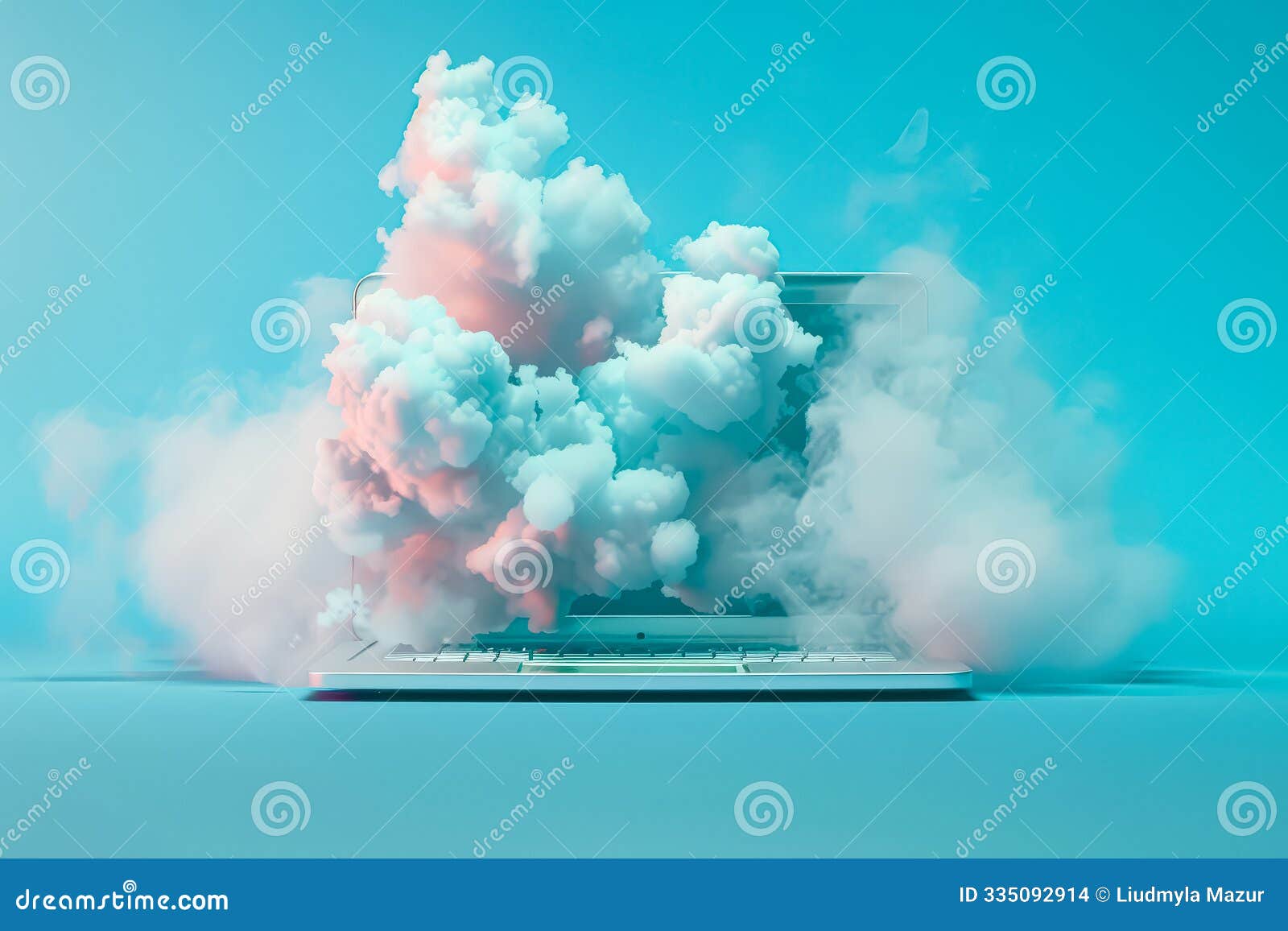 A Laptop is Covered in Smoke and Clouds Stock Photo - Image of cloudy ...