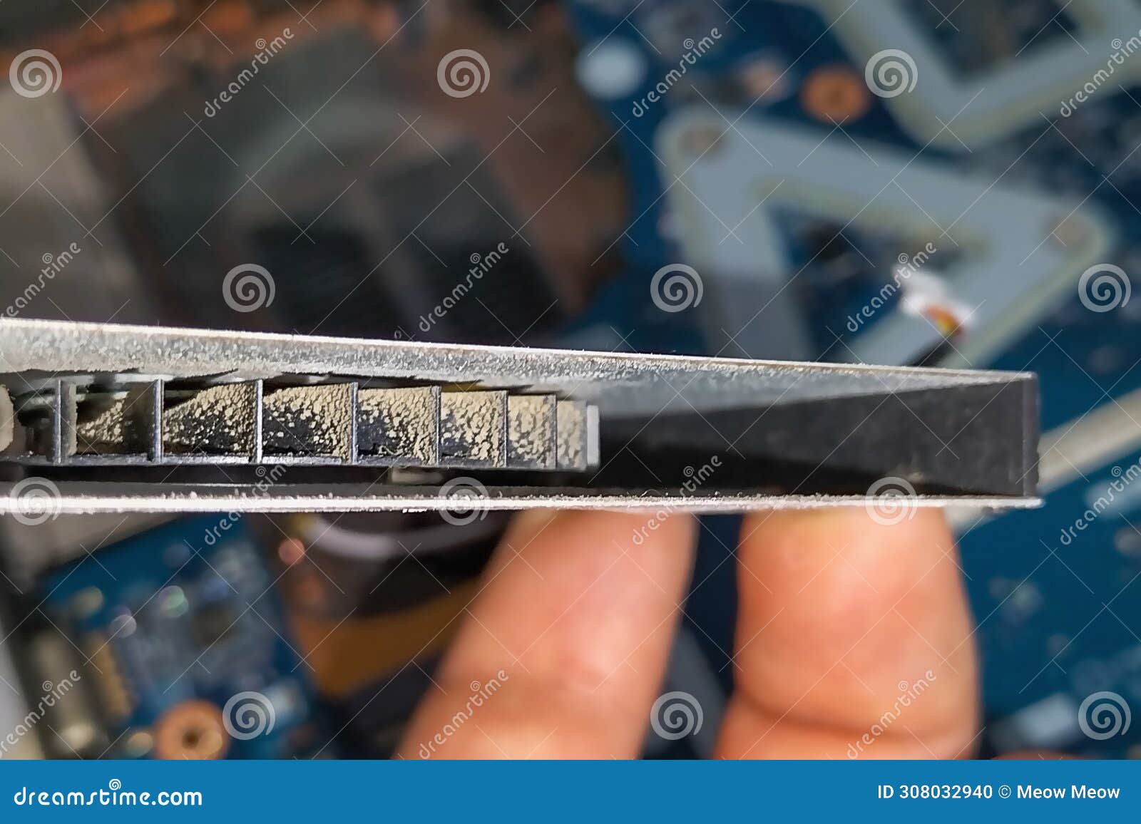 Laptop CPU Cooling Fan with Clogged Guide Vanes. in the Process of Work ...