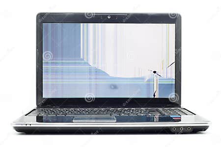 Unbranded Laptop Cracked LCD Screen Stock Image - Image of cover ...