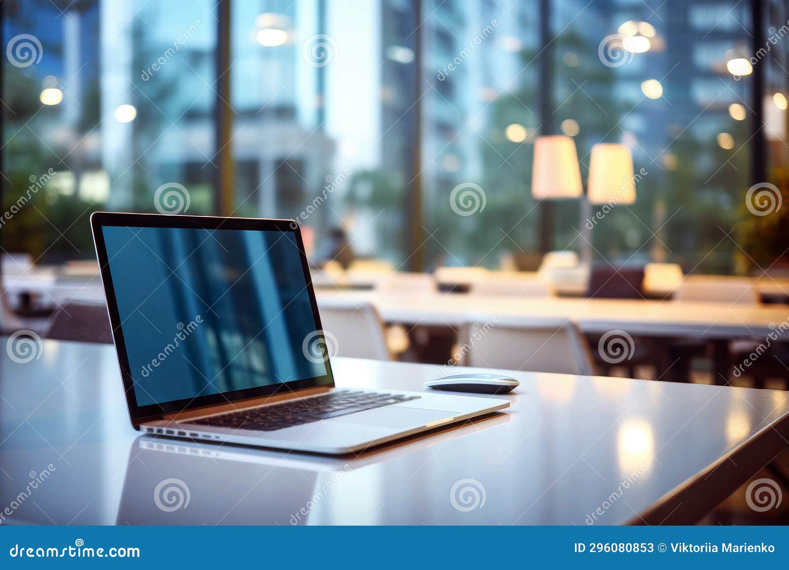 A Laptop in a Creative Office with Modern Design Stock Illustration ...