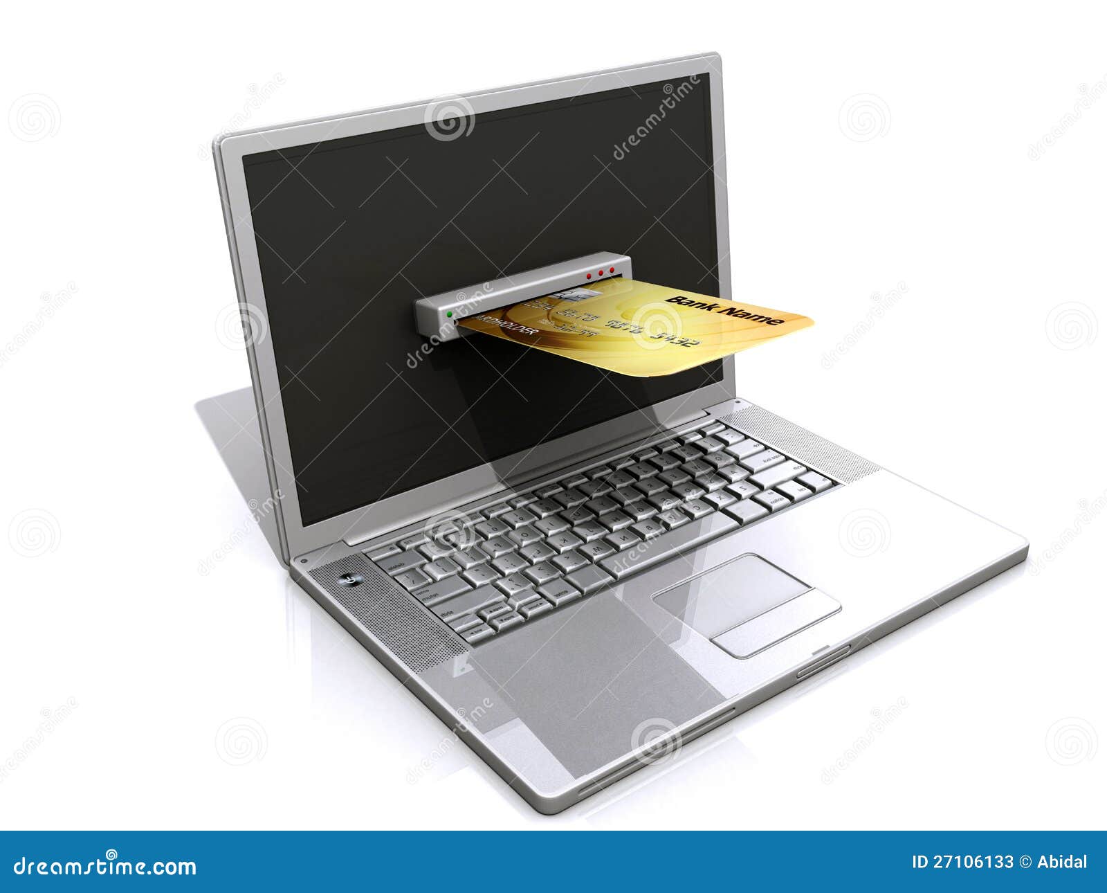Laptop and Credit Card, E-commerce Concept Stock Illustration ...