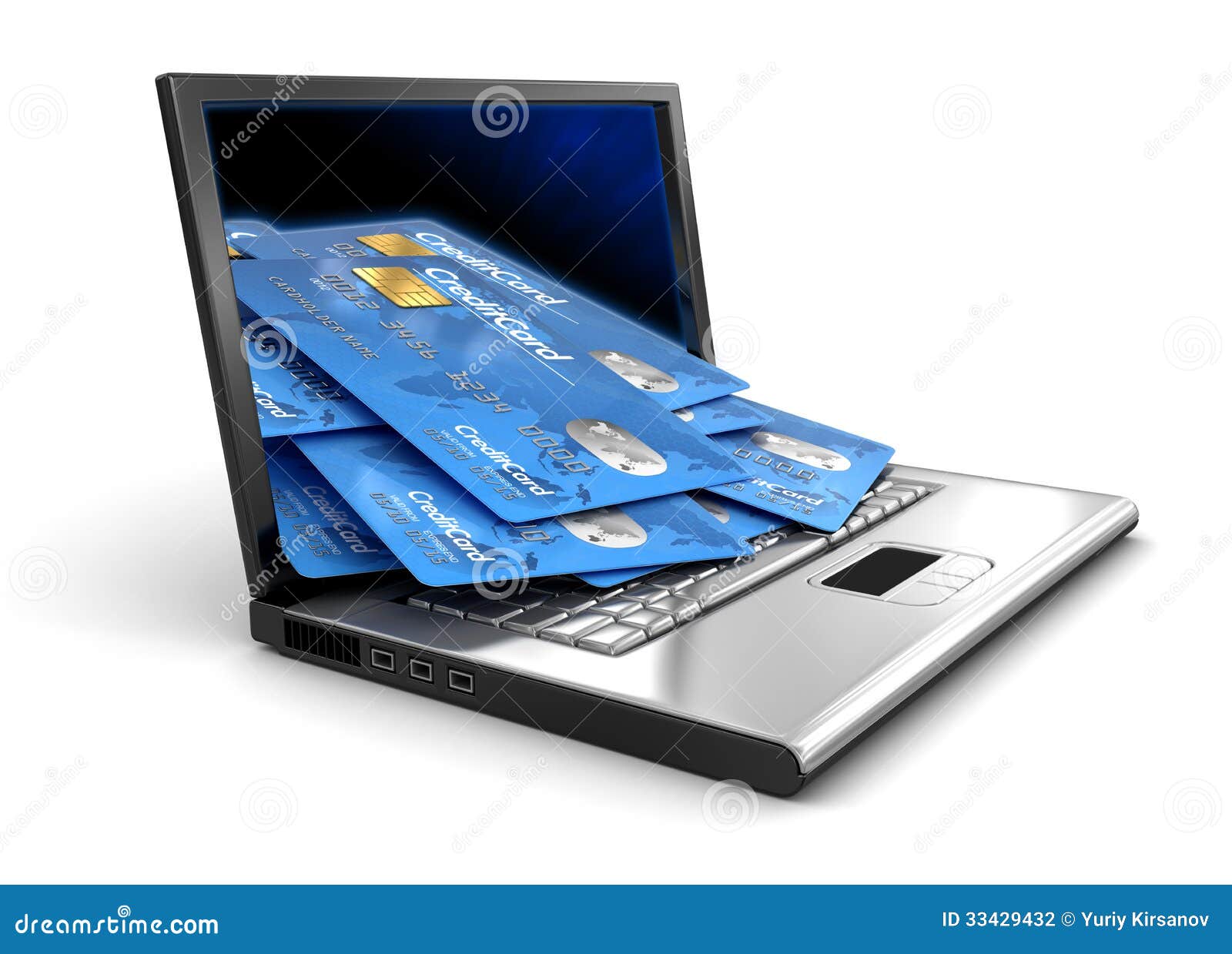 Laptop and Credit Cards (clipping Path Included) Stock Illustration ...