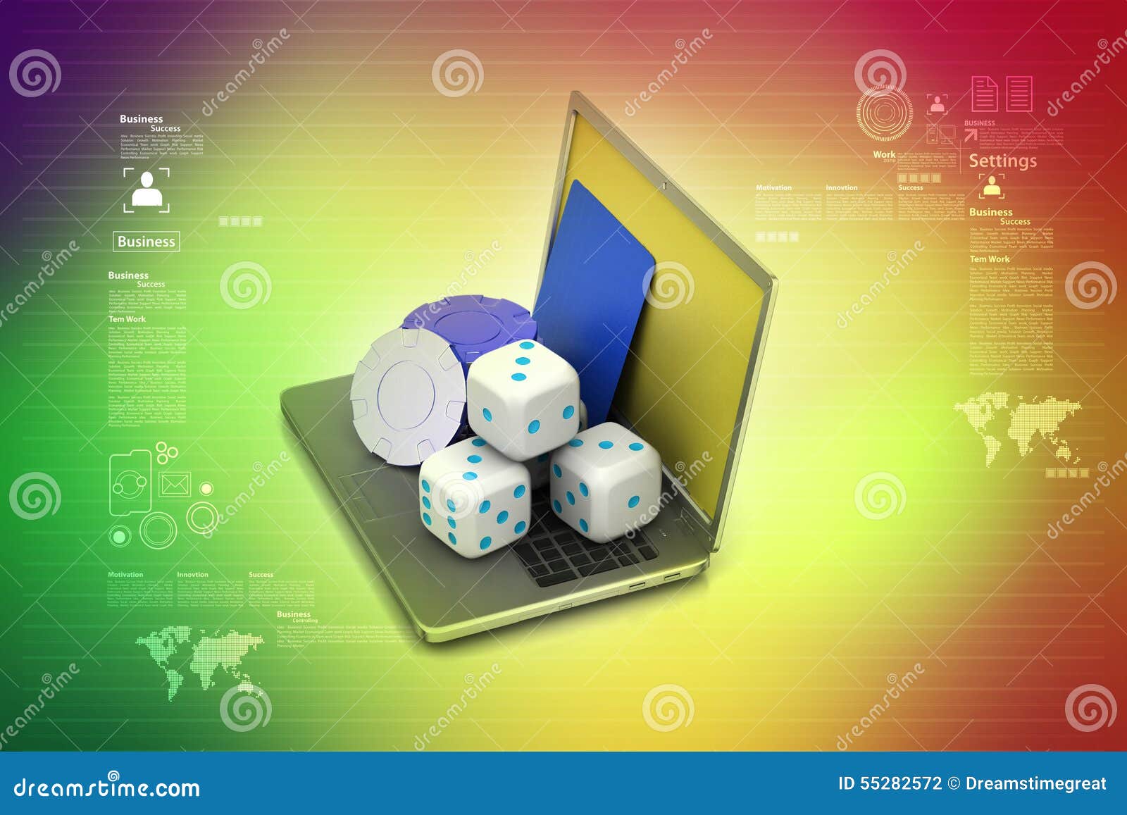 Laptop and cube stock illustration. Illustration of object - 55282572