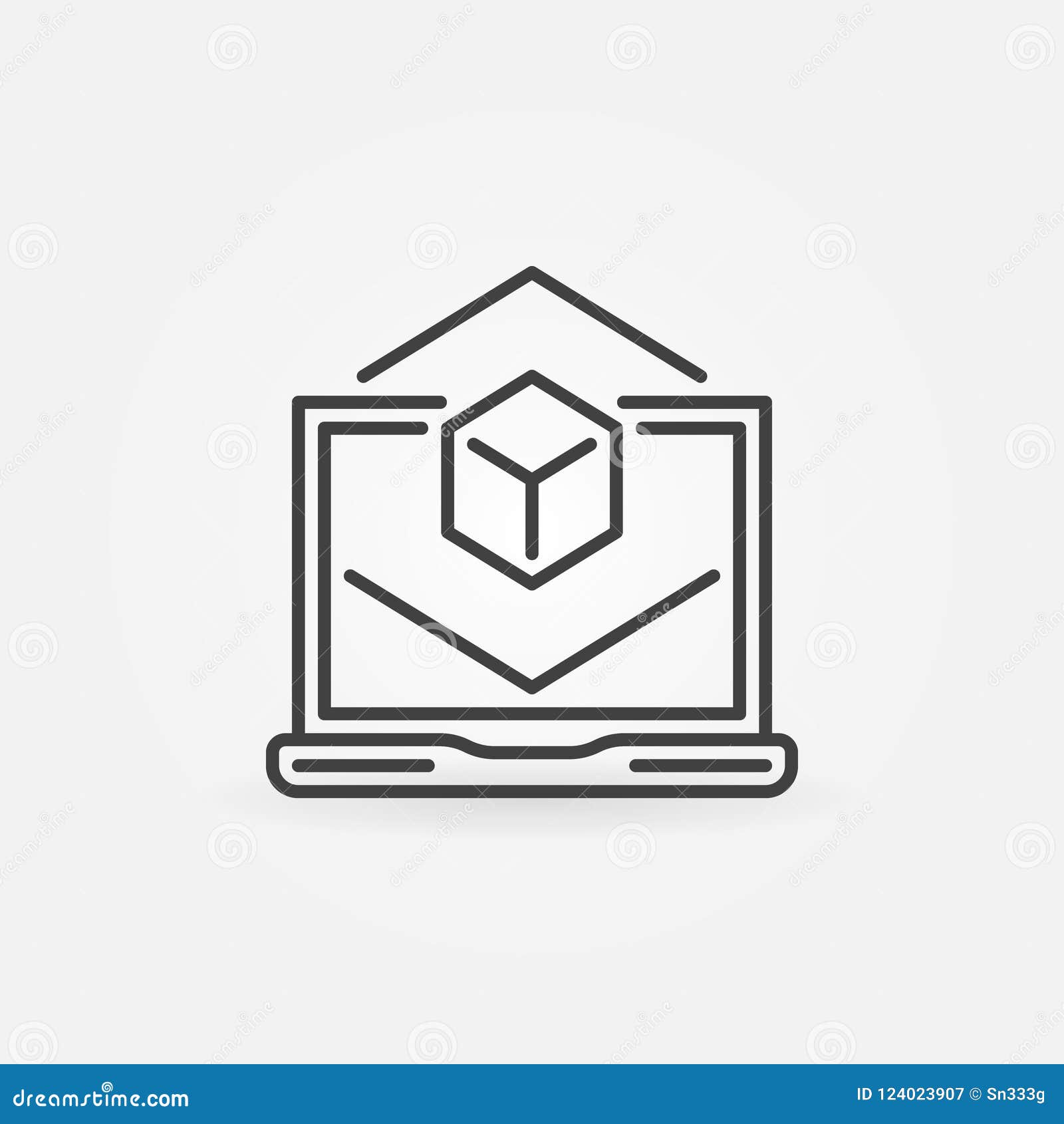 Laptop with Cube Linear Icon. Vector AR Concept Sign Stock Vector ... Laptop with Cube Linear Icon. Vector AR Concept Sign Stock Vector ...