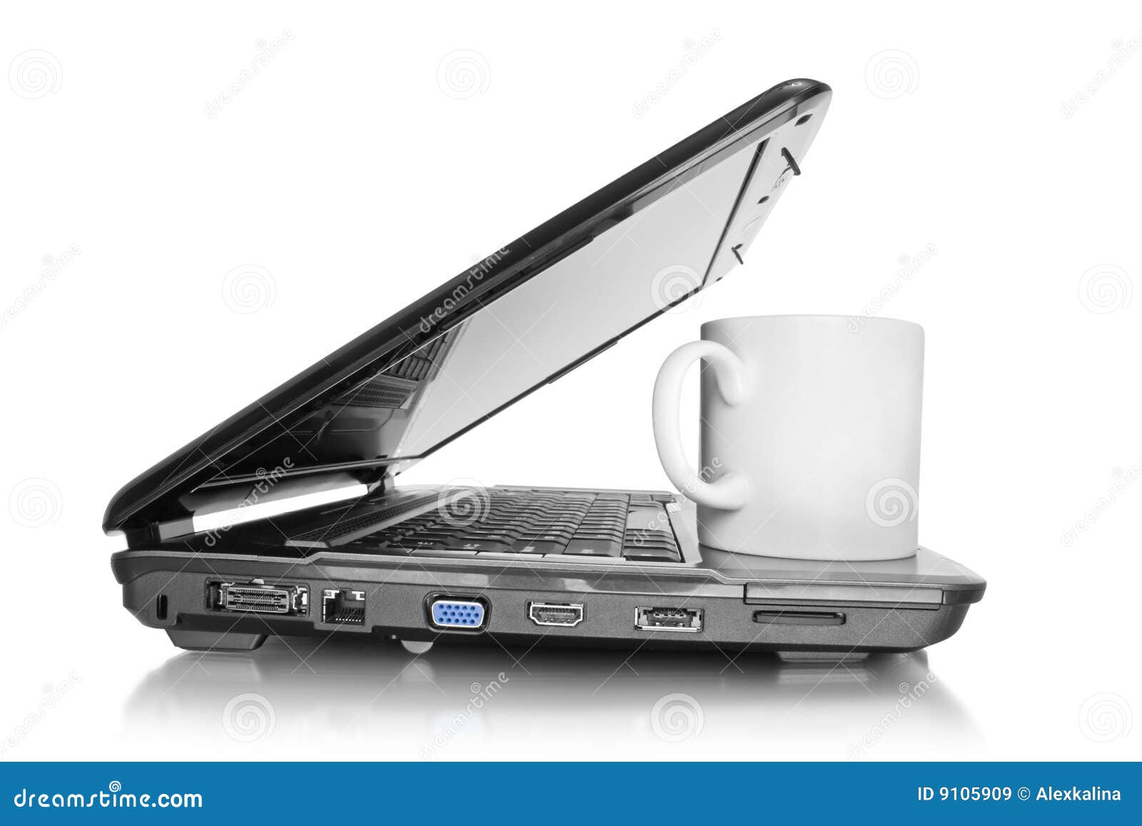 Laptop with cup stock image. Image of breakfast, equipment - 9105909