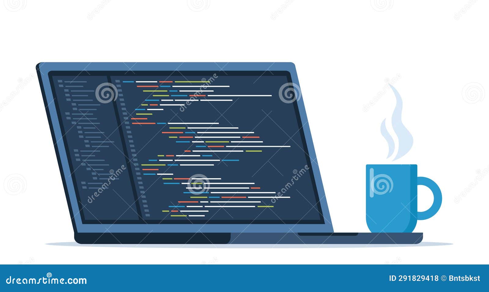 Laptop with Cup of Coffee. Workplace of Coder, Online Programmer Stock ...