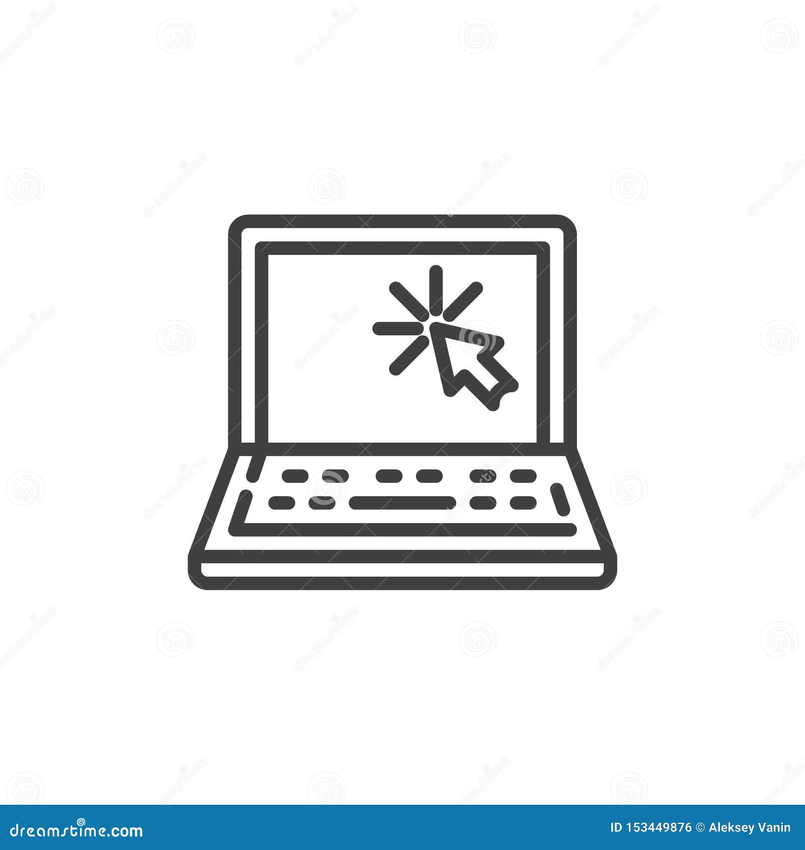 Laptop With Cursor Hand Drawn Outline Doodle Icon. Cartoon Vector ...