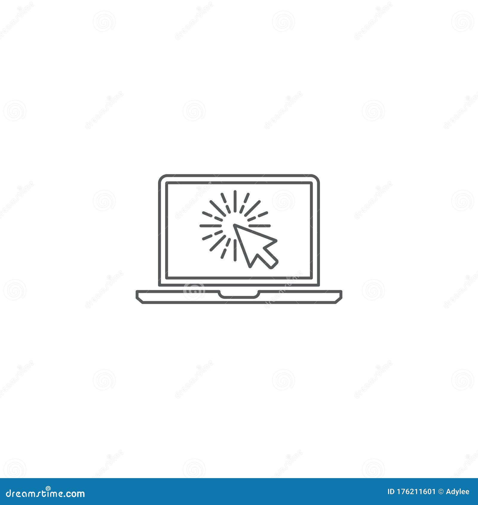 Laptop With Cursor Hand Drawn Outline Doodle Icon. Cartoon Vector ...