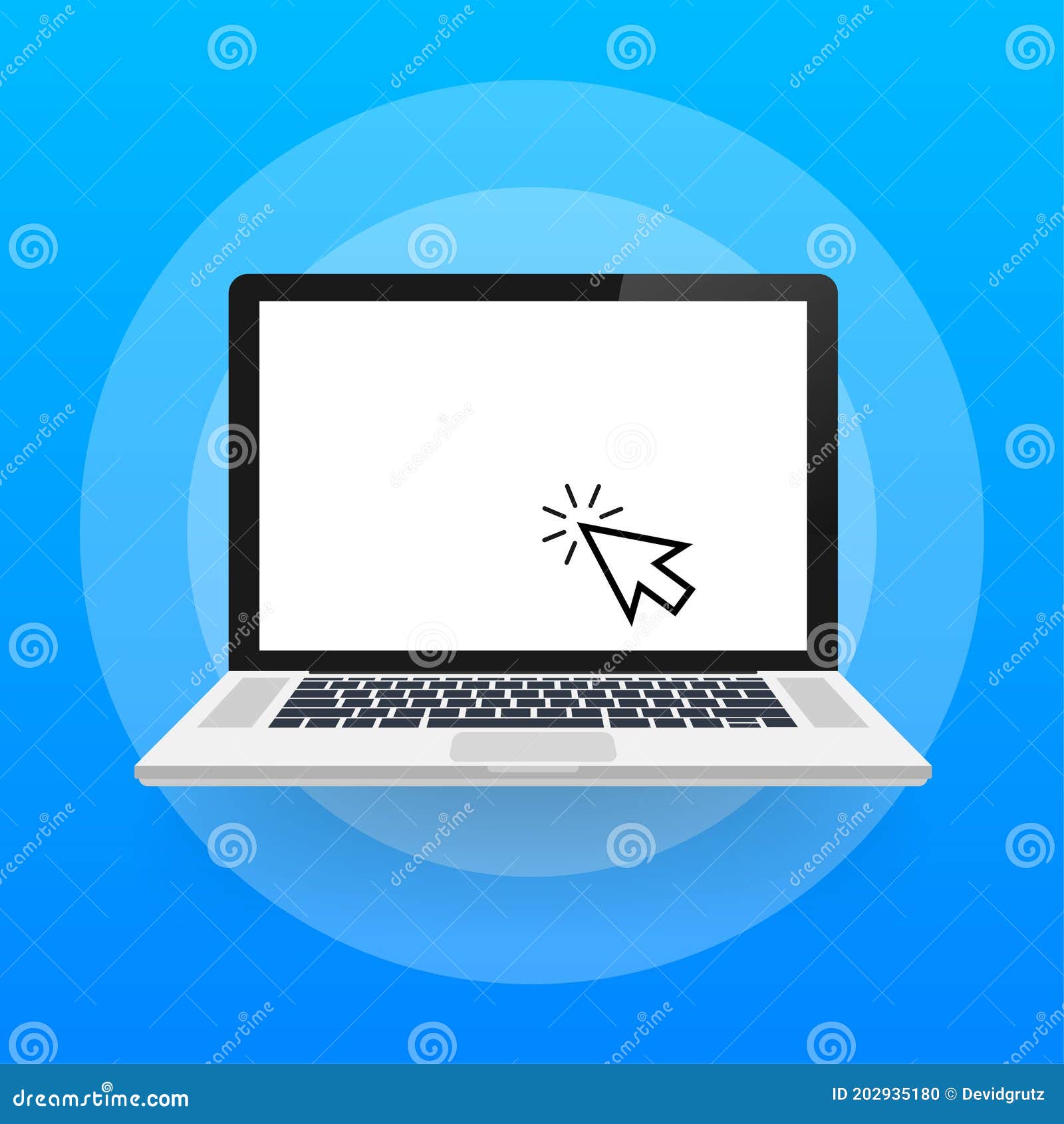 Laptop With Cursor Hand Drawn Outline Doodle Icon. Cartoon Vector ...