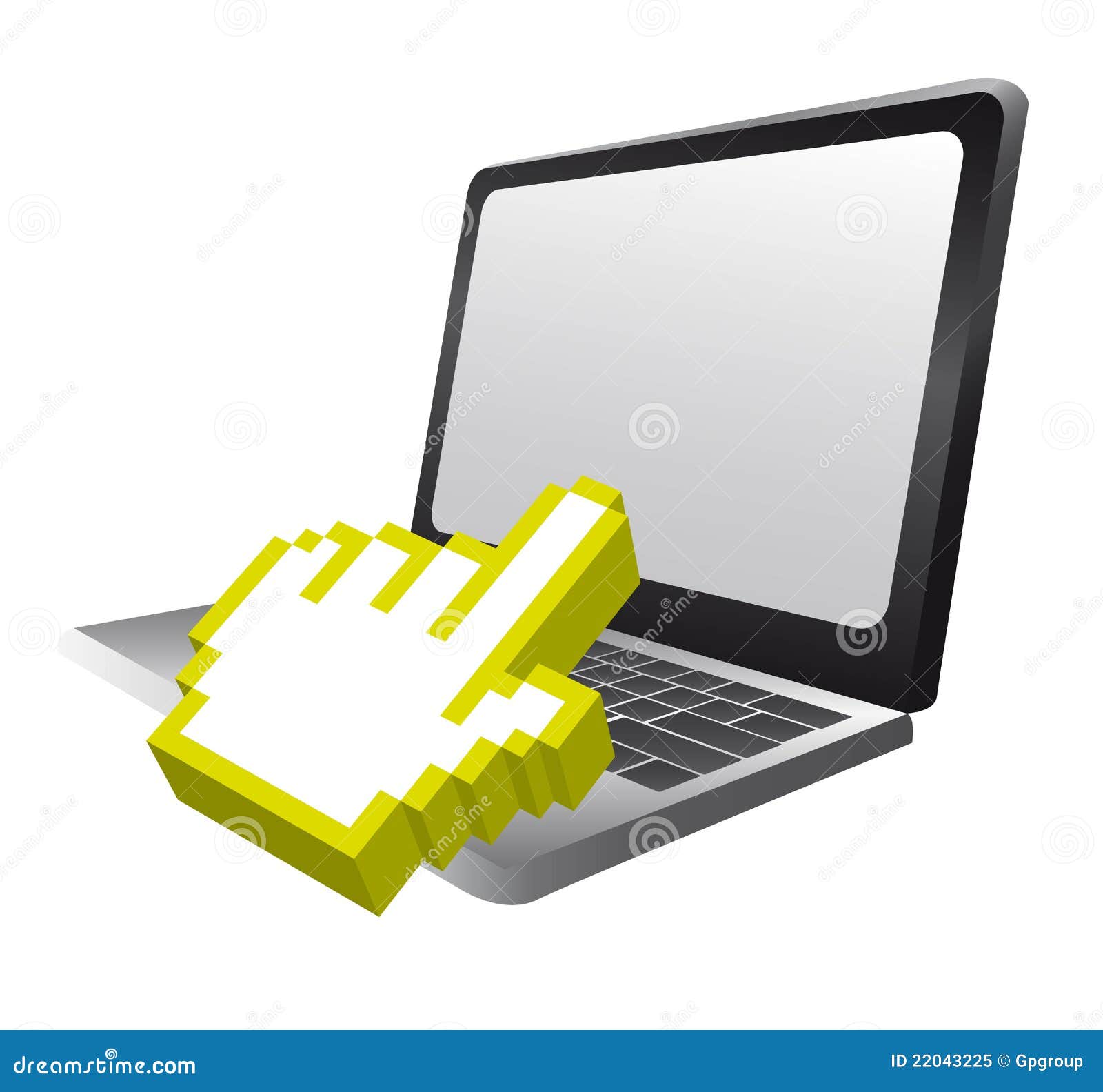 Laptop with cursor hand stock vector. Illustration of frame - 22043225