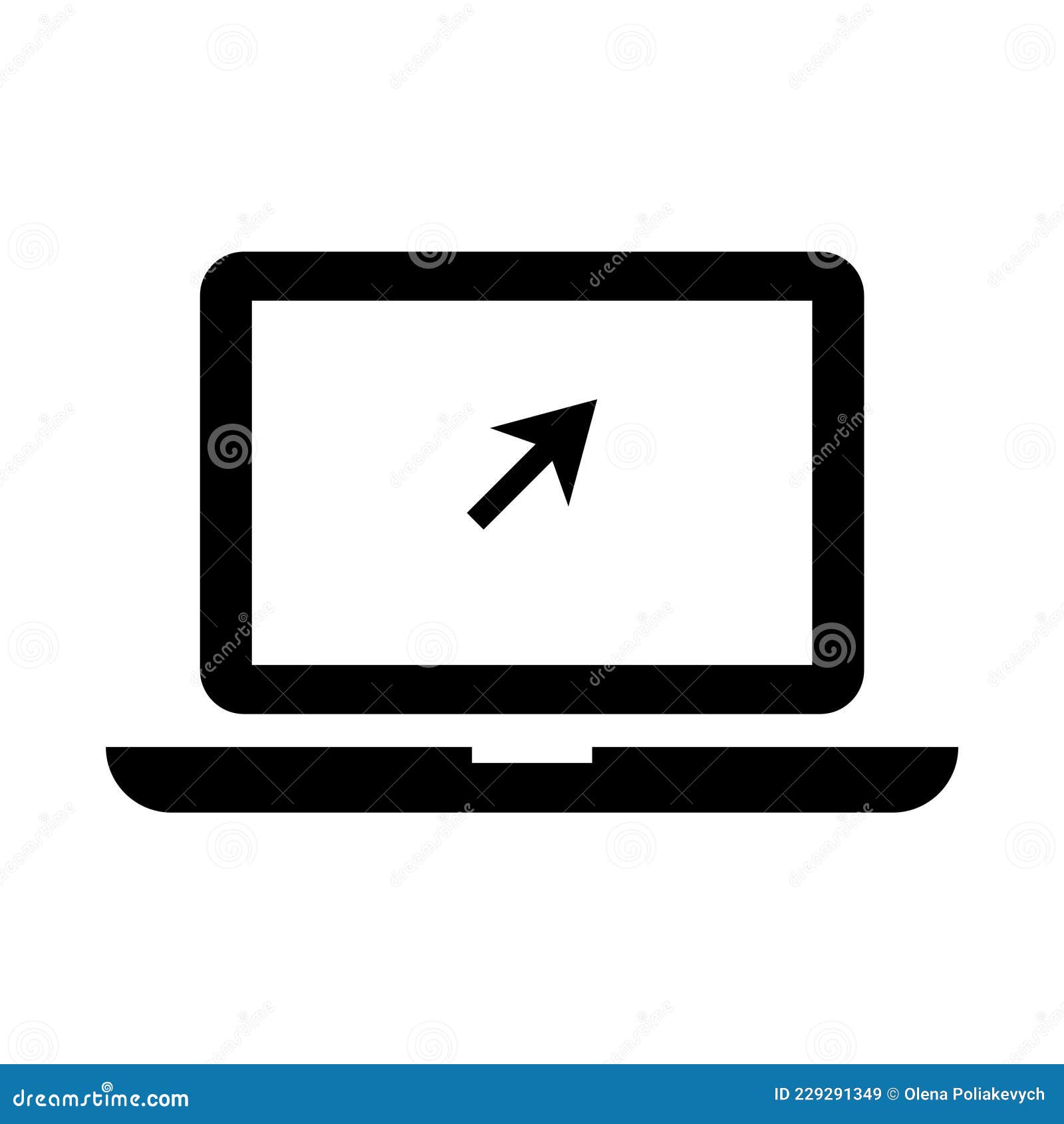 Laptop with Cursor Icon on White Backdrop. Pointer Arrow Symbol ...