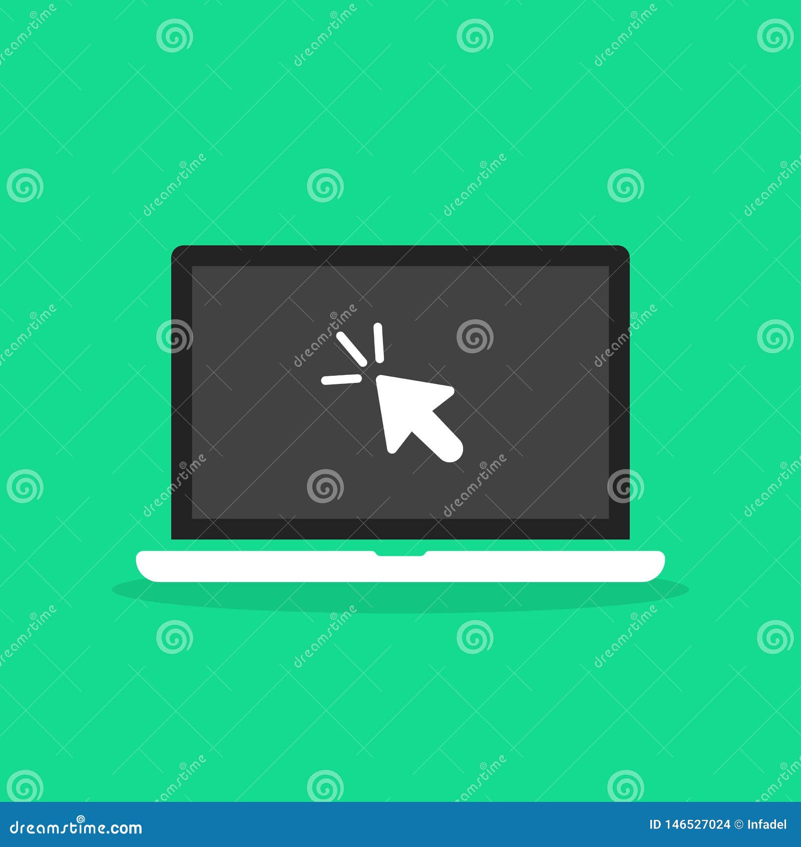 Laptop with Cursor Isolated on Green Stock Vector - Illustration of ...