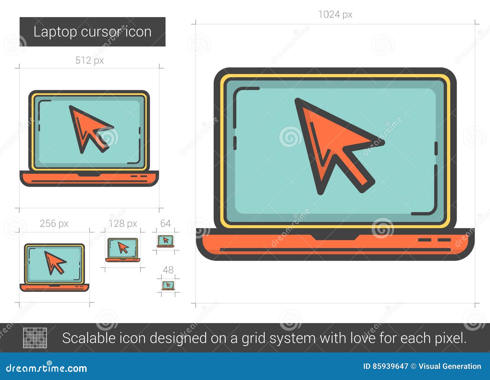 Laptop With Cursor Hand Drawn Outline Doodle Icon. Cartoon Vector ...