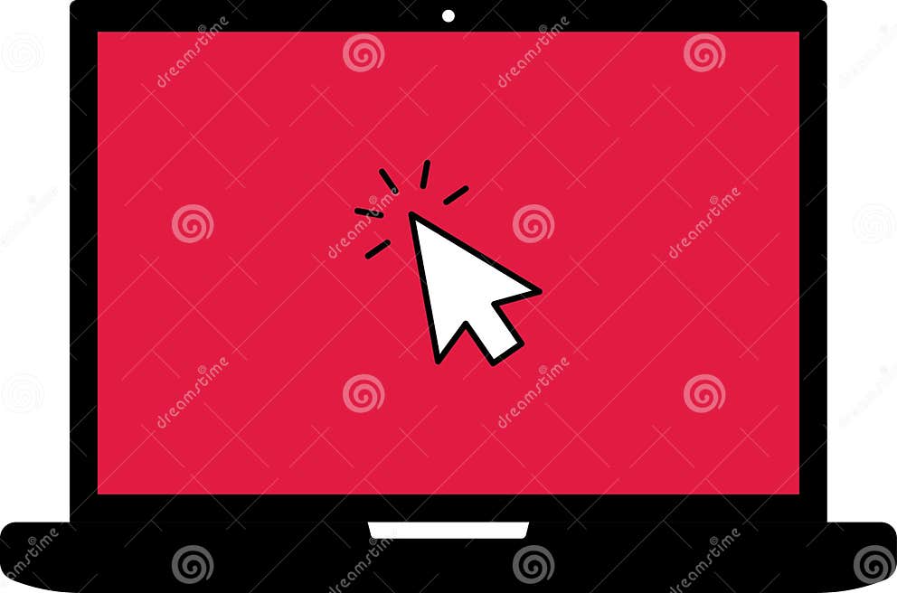 Laptop with Cursor on Screen. Click in Laptop Vector Icon. Computer ...