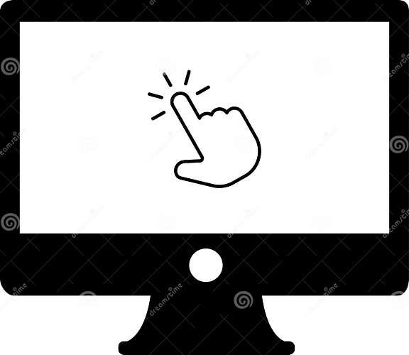 Laptop with Cursor on Screen. Click in Laptop Vector Icon. Computer ...