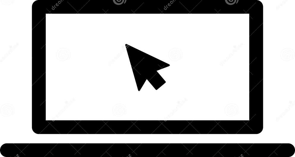 Laptop with Cursor on Screen. Click in Laptop Vector Icon. Computer with Click Mouse Pointer ...