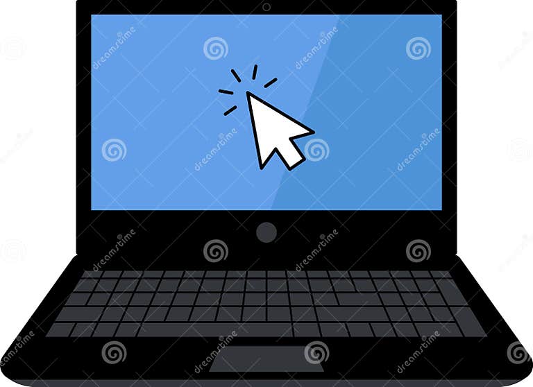 Laptop with Cursor on Screen. Click in Laptop Vector Icon. Computer ...