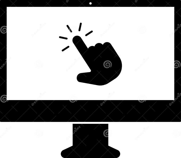 Laptop with Cursor on Screen. Click in Laptop Vector Icon. Computer ...