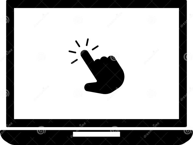 Laptop with Cursor on Screen. Click in Laptop Vector Icon. Computer ...