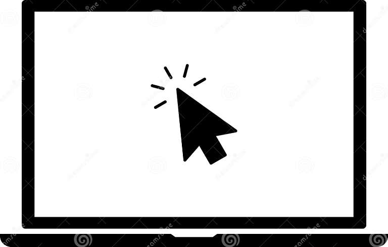 Laptop with Cursor on Screen. Click in Laptop Vector Icon. Computer ...