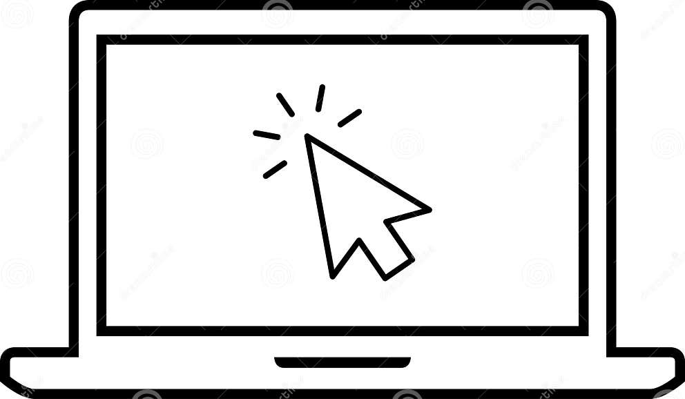 Laptop with Cursor on Screen. Click in Laptop Vector Icon. Computer ...