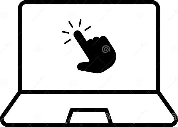 Laptop with Cursor on Screen. Click in Laptop Vector Icon. Computer ...