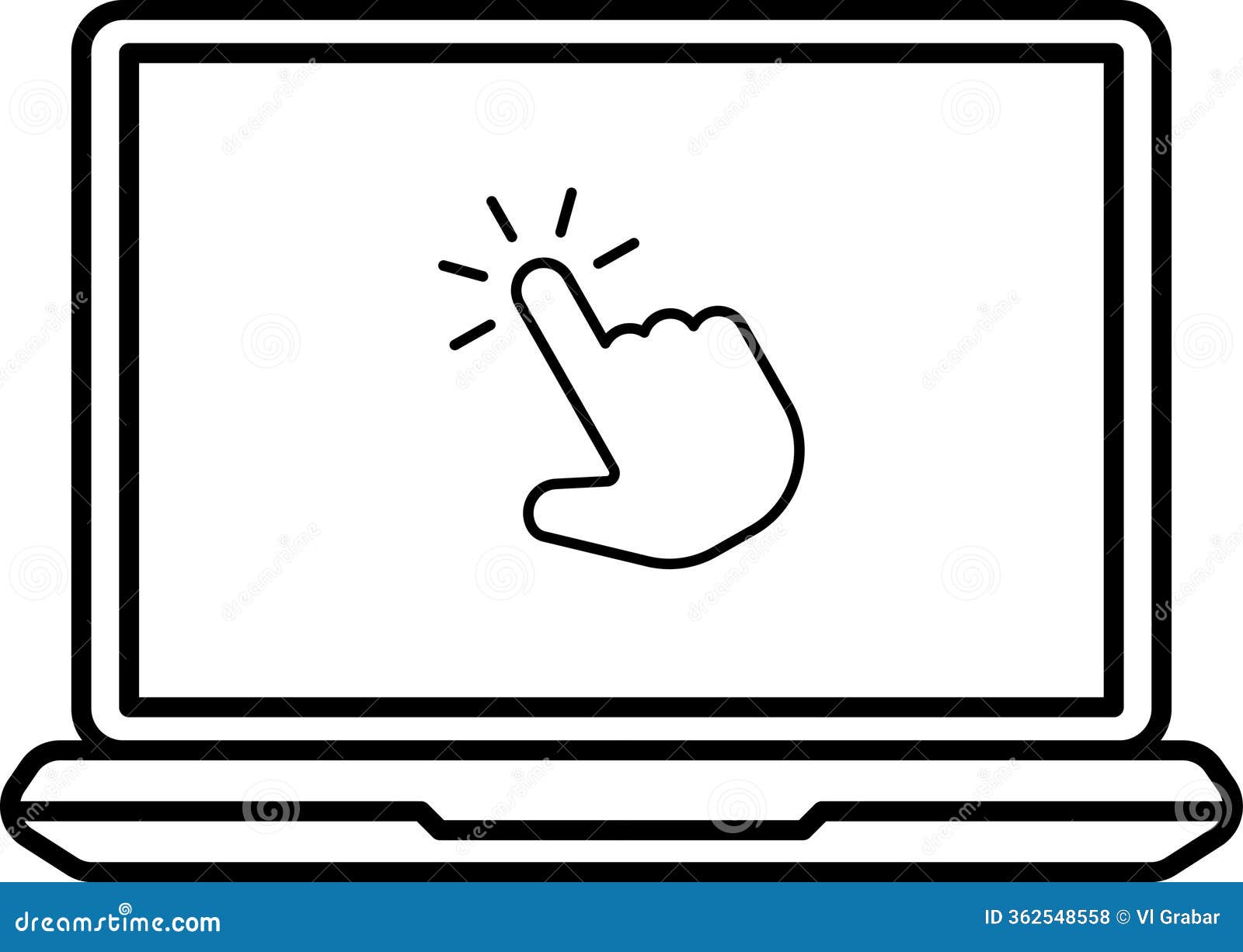 Laptop with Cursor on Screen. Click in Laptop Vector Icon. Computer ...