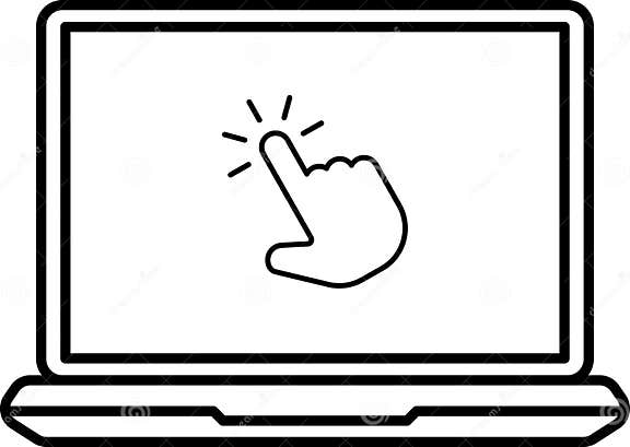 Laptop with Cursor on Screen. Click in Laptop Vector Icon. Computer ...