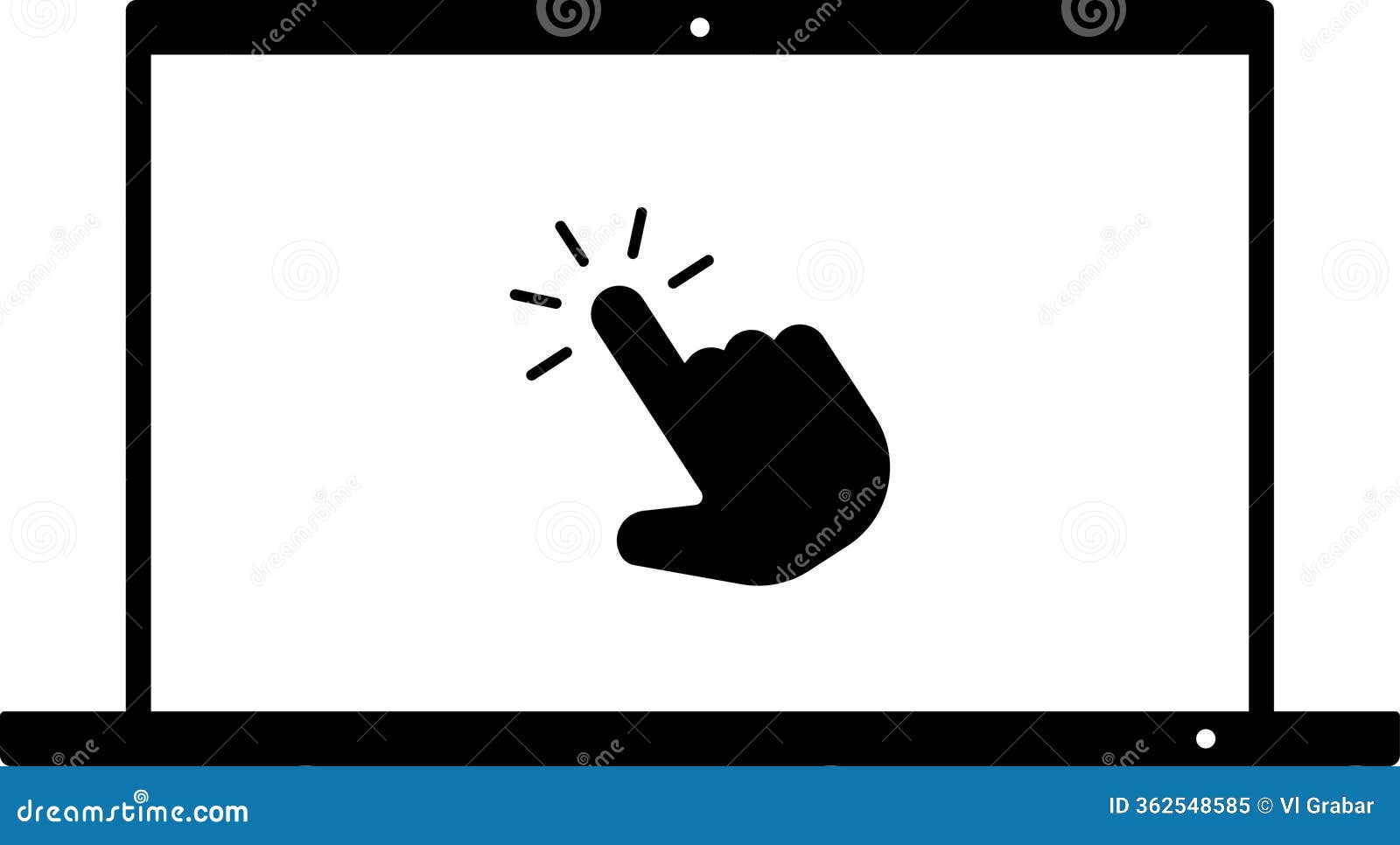 Laptop with Cursor on Screen. Click in Laptop Vector Icon. Computer ...