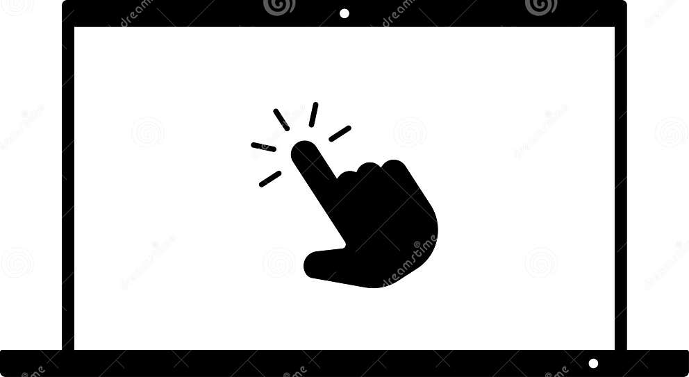 Laptop with Cursor on Screen. Click in Laptop Vector Icon. Computer ...