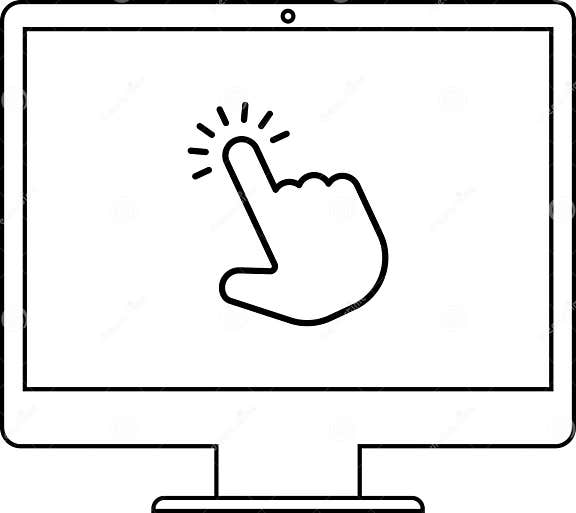 Laptop with Cursor on Screen. Click in Laptop Vector Icon. Computer ...