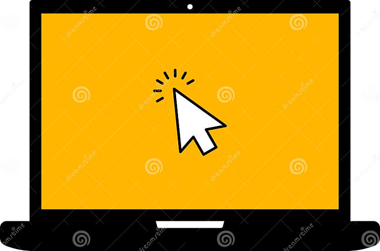 Laptop with Cursor on Screen. Click in Laptop Vector Icon. Computer ...