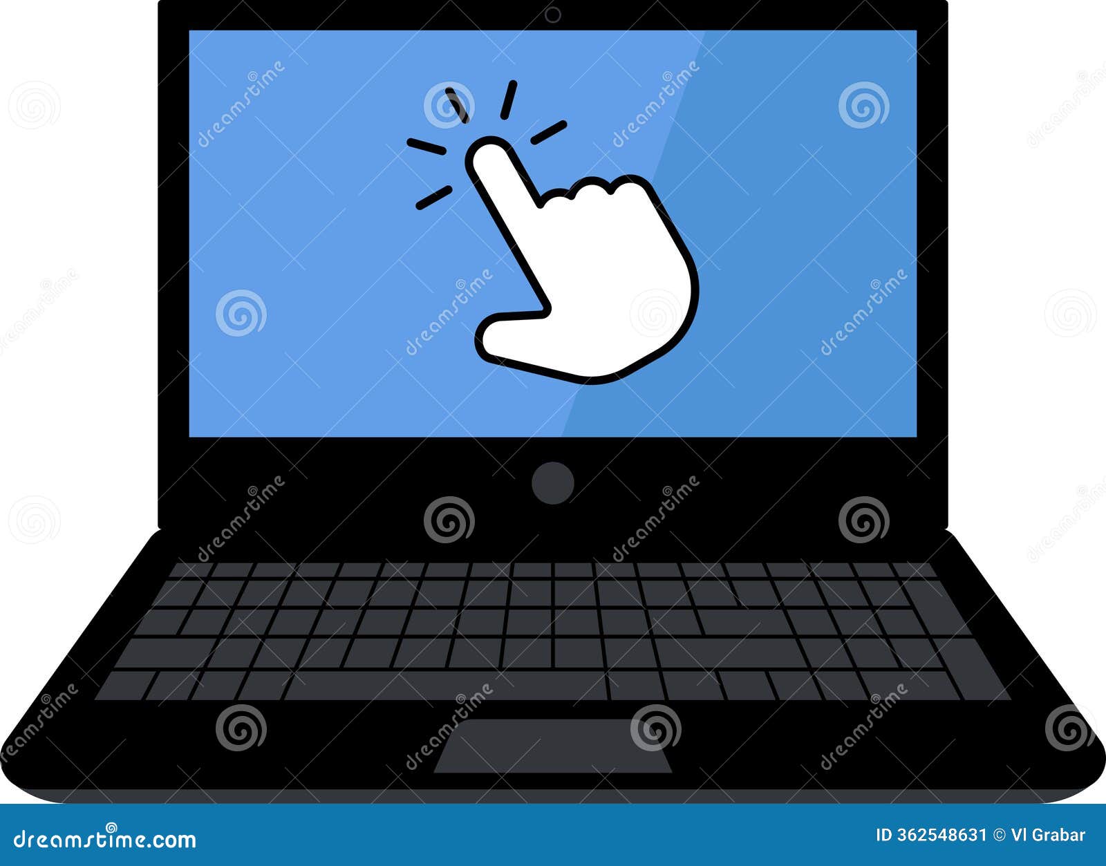 Laptop with Cursor on Screen. Click in Laptop Vector Icon. Computer ...