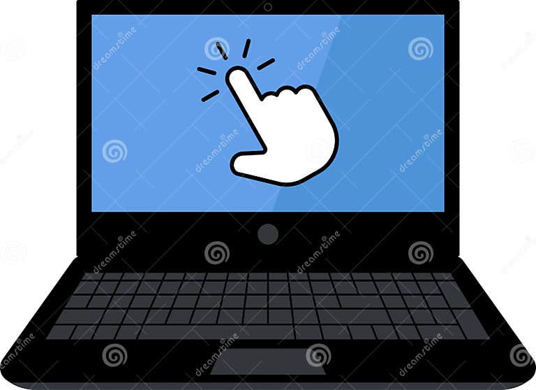 Laptop with Cursor on Screen. Click in Laptop Vector Icon. Computer ...