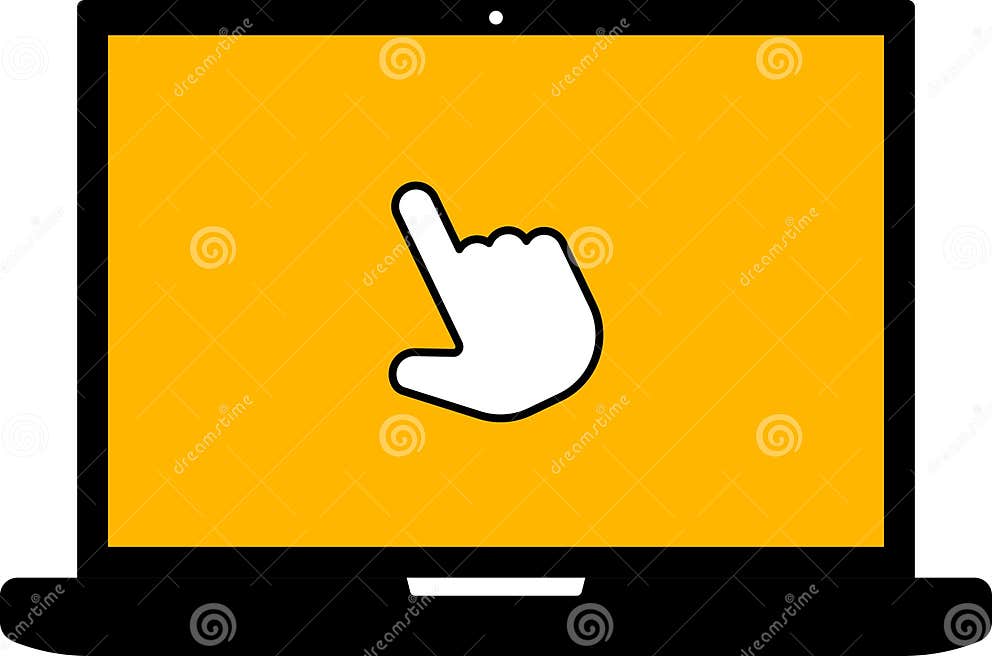 Laptop with Cursor on Screen. Click in Laptop Vector Icon. Computer ...