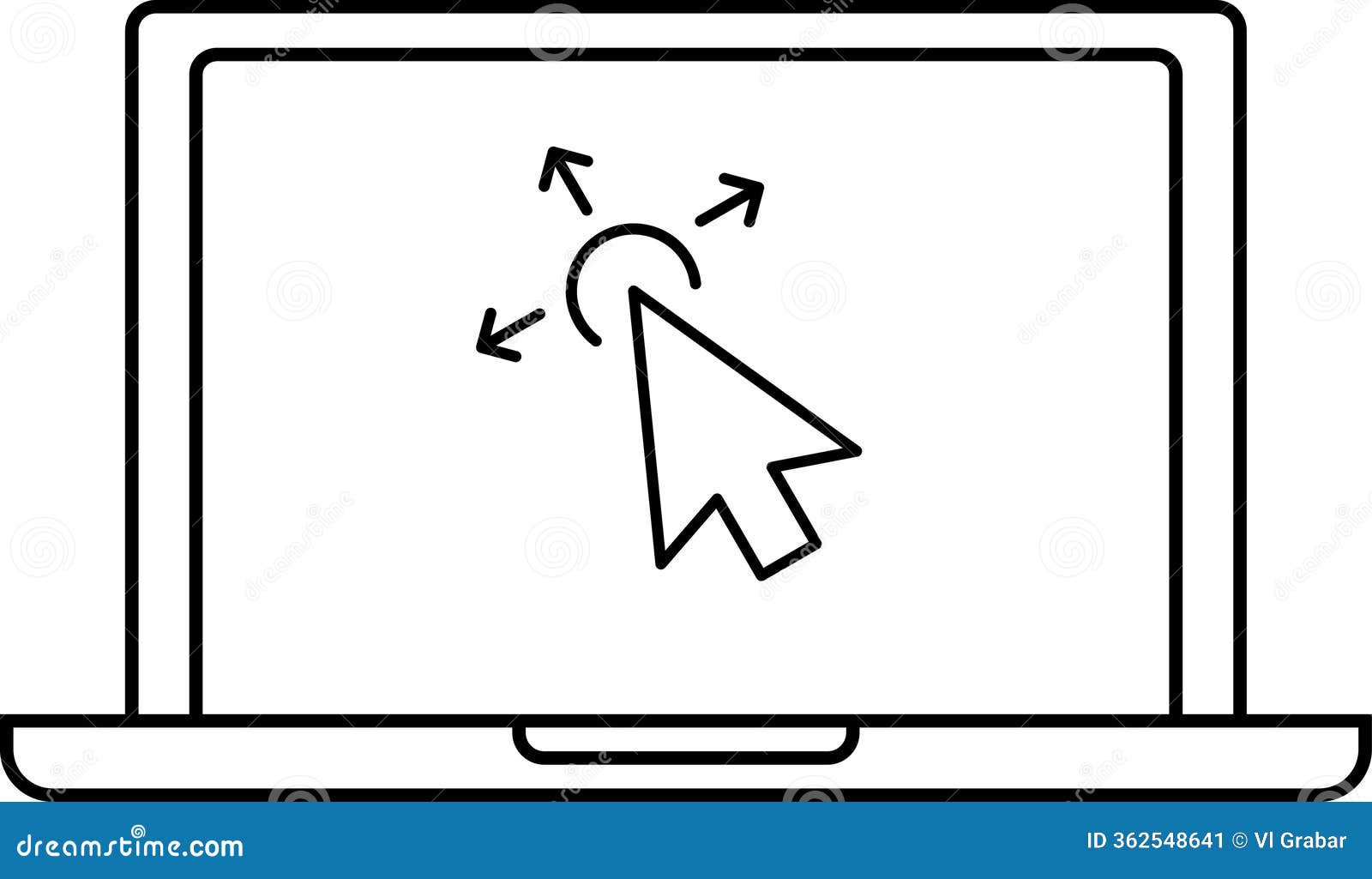 Laptop with Cursor on Screen. Click in Laptop Vector Icon. Computer ...