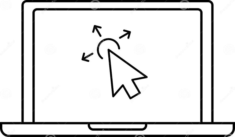 Laptop with Cursor on Screen. Click in Laptop Vector Icon. Computer ...