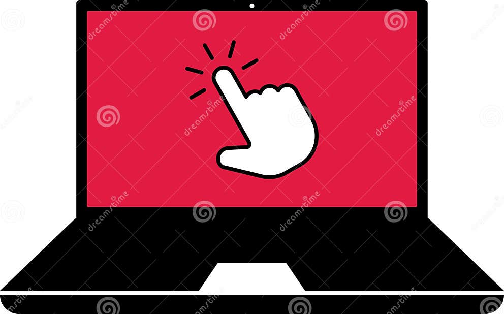 Laptop with Cursor on Screen. Click in Laptop Vector Icon. Computer ...