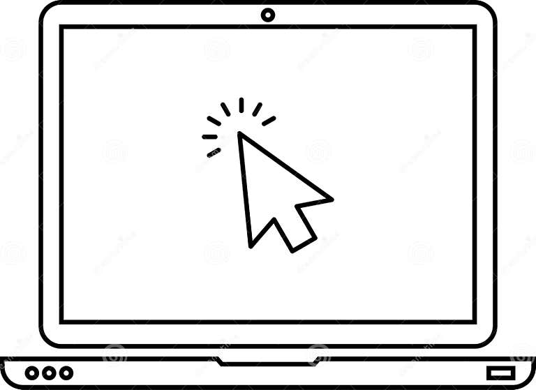 Laptop with Cursor on Screen. Click in Laptop Vector Icon. Computer ...