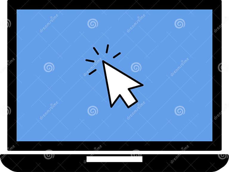 Laptop with Cursor on Screen. Click in Laptop Vector Icon. Computer ...