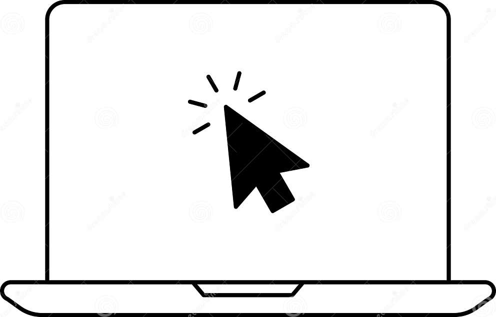 Laptop with Cursor on Screen. Click in Laptop Vector Icon. Computer ...