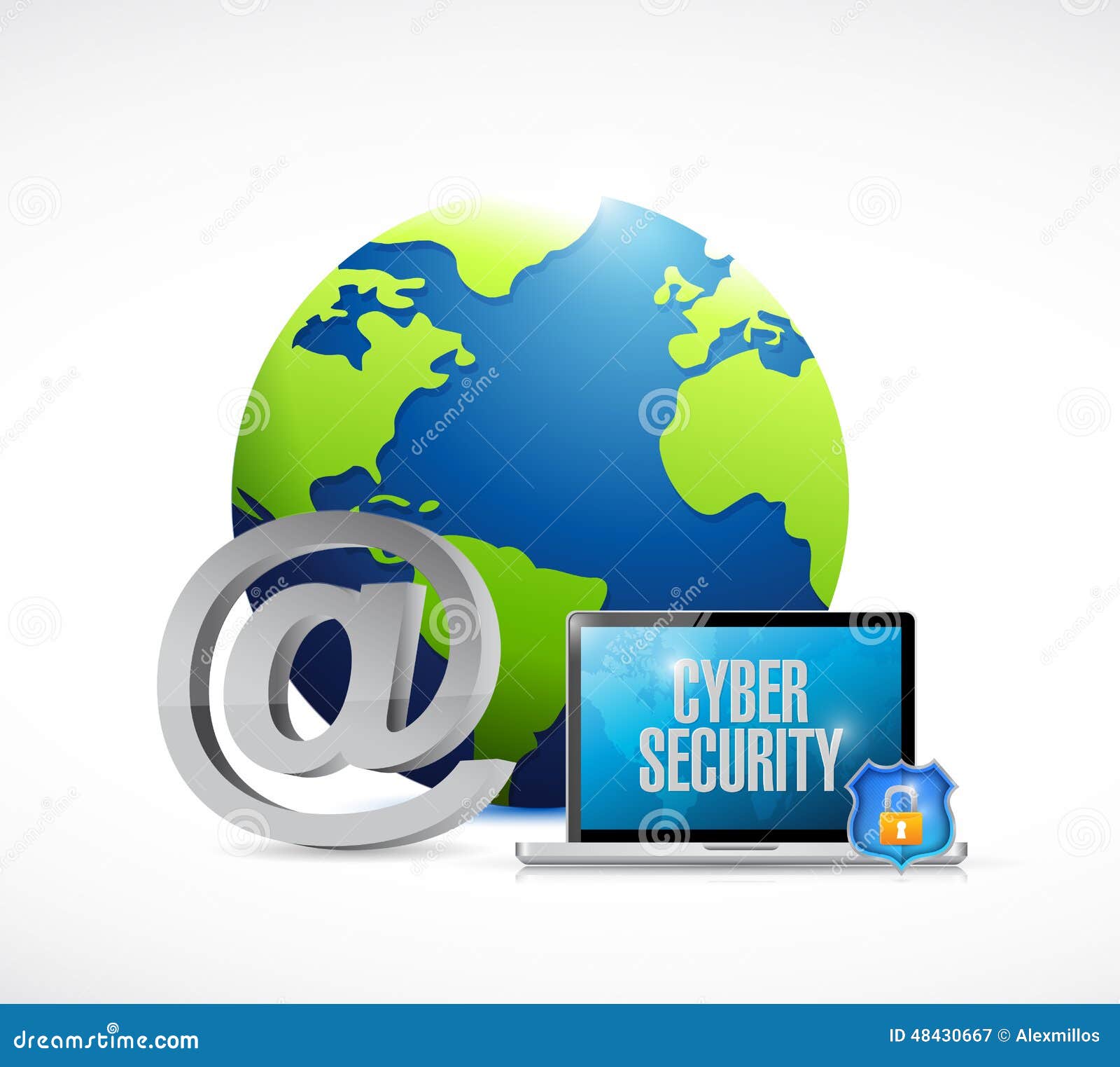 Laptop Cyber Security World Concept Stock Illustration - Illustration ...