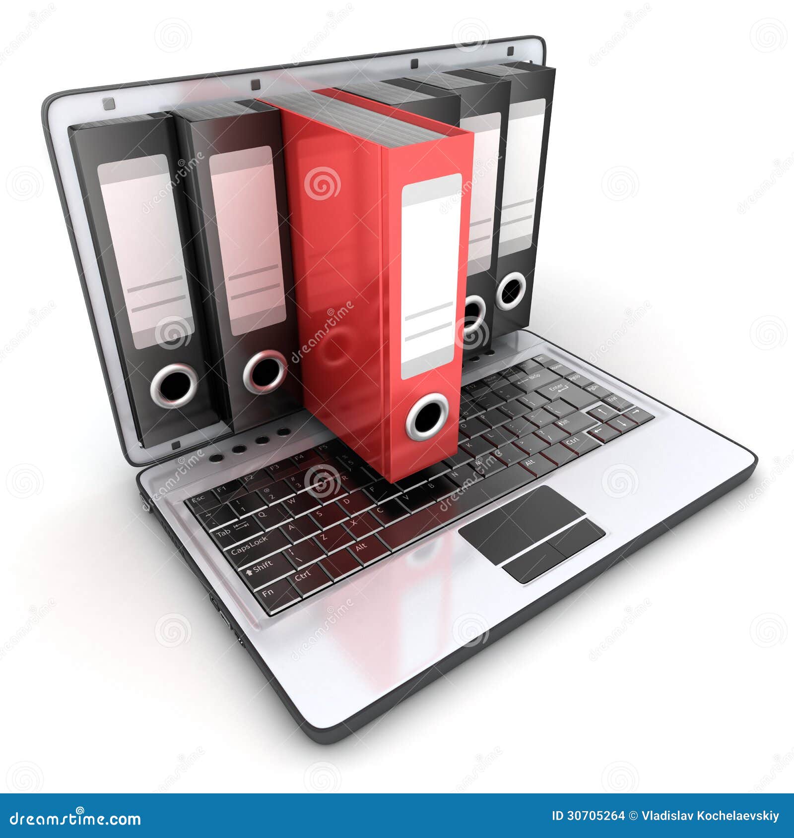 Laptop 3d and files stock illustration. Illustration of symbol - 30705264