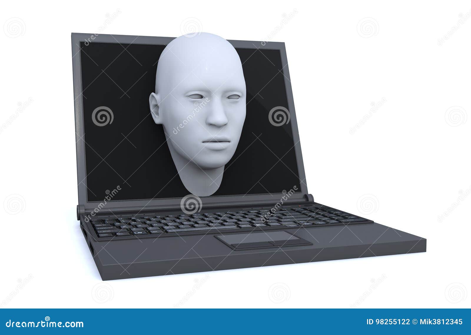Laptop and 3d Head Coming Out of the Screen Stock Illustration ...