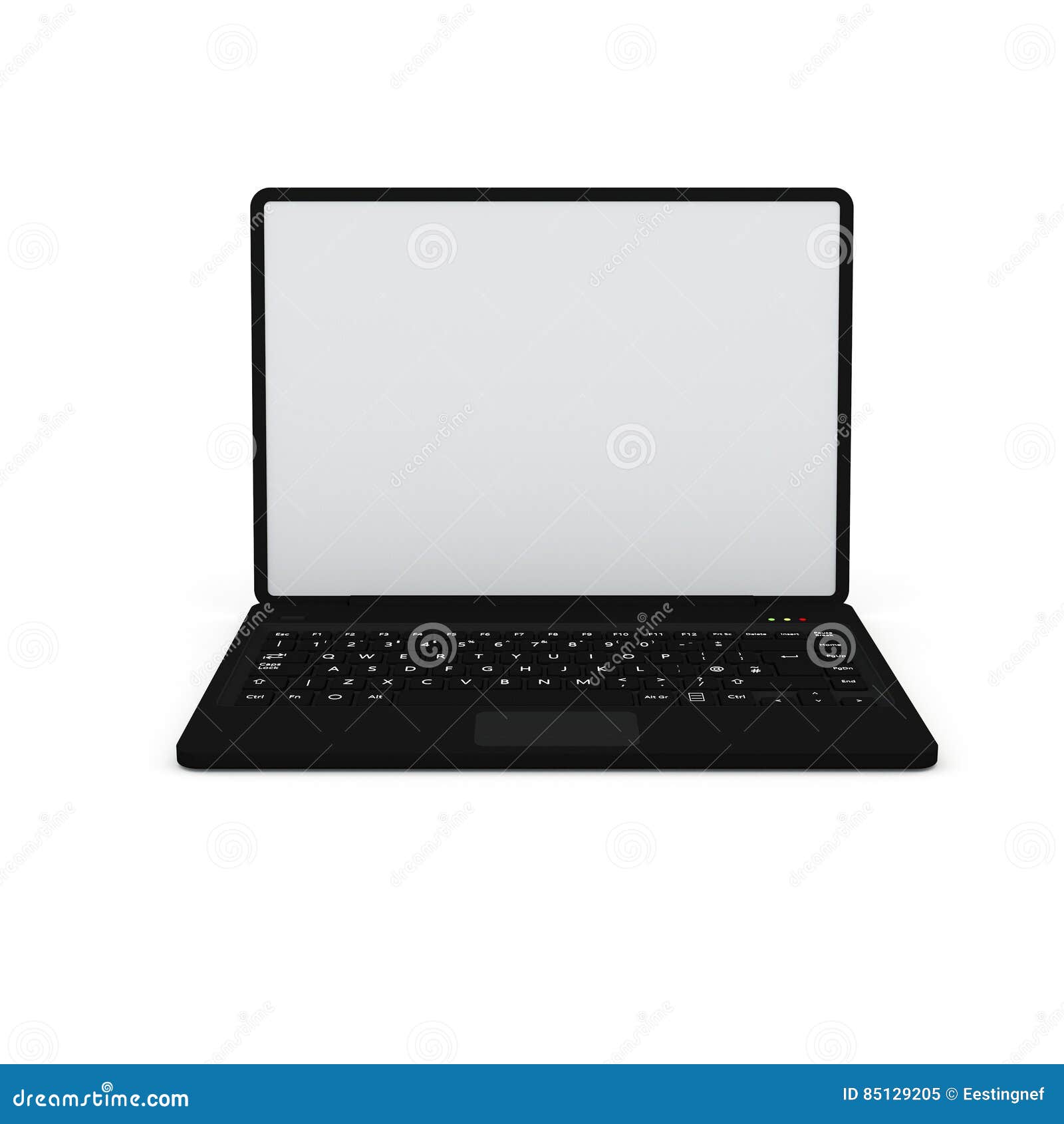 Laptop. 3D Rendering Illustration.Front View. Stock Illustration ...